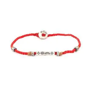 EBRU JEWELRY Red / Silver Sterling Silver Spiritual Symbols Red Woven Hope Braided Bracelet Red - Red/silver