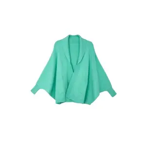 Saachi Open Front Oversized Aqua Cardigan Sweater - Green