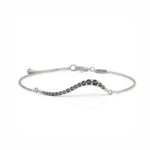 LINDA FIORE Black / Silver Swirl Bracelet Silver With Onyx Cz - Black/silver