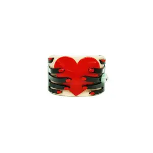 GISSA BICALHO Acrylic Handmade Bracelet Hands & Heart & Rose - Black