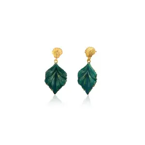 MILOU JEWELRY Linden Leaf Drop Earrings Turquoise - Blue