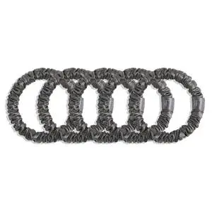 6FIFTYTWO® Pure Mulberry Slim Silk Scrunchies Dark - Grey