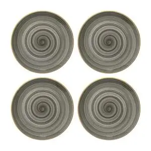 Turgla Home Space Round Porcelain, Bread And Butter Or Side Plates, Set Of Four - Grey