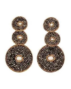 CRYSTALS AND CO Large Diamond Three Drop Earrings - Black