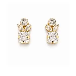 MAISON DE GALA Golden Crystal Blossom Statet Earrings - Silver/gold