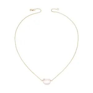 HEATHER HAWKINS Luna Moon Shaped Gemstone Necklace Gold-filled Rose Quartz - Pink