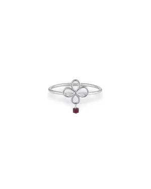 INARI JEWELLERY Red / Silver Sago Nyonya Knot Gem Ring - Red/silver