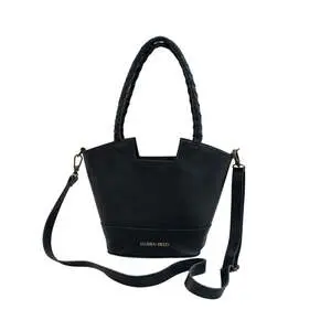 LAUREN REED CO Mini Leather Crossbody Bag With Braided Straps - Black
