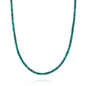 NELLOU JEWELLERY Green / Blue Turquoise Heishi Necklace Sterling Silver - Green/blue