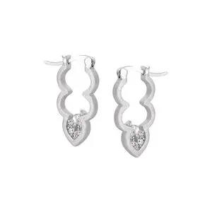 CLAIRE HILL DESIGNS Sparkly Cloud Hoop Earrings - Silver