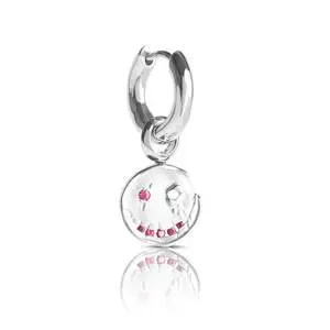 KASUN LONDON Smile Hoop Earrings – July – Ruby - Silver
