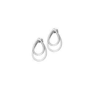 LUCY QUARTERMAINE Double Petal Earrings Front & Back - Silver