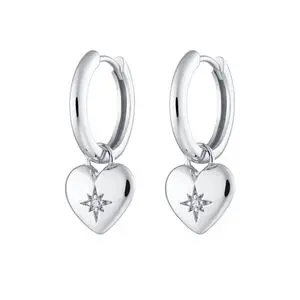 SCREAM PRETTY Puffed Heart Charm Hoop Earrings - Silver
