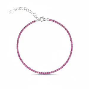 SPERO LONDON Red / Silver Fine Sterling Silver Cz Ruby Tennis Bracelet - Red/silver