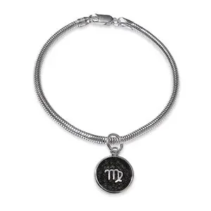 N'DAMUS LONDON Virgo Zodiac Astrolab Leather & Sterling Silver Bracelet - Black