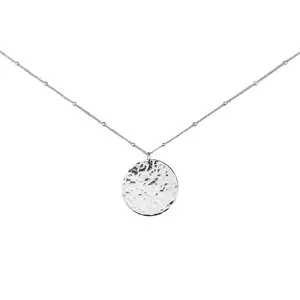 KIRI & BELLE Thea Hammered Disc Pendant Sterling Necklace - Silver