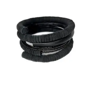 WAIWAI Eclipse Cuff Beaded Leather Bracelet - Black