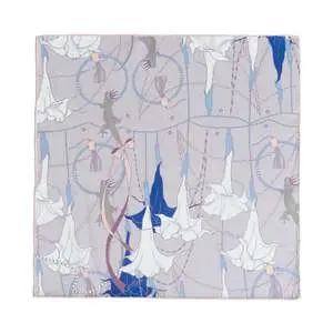 LOST PATTERN Datura" Silk Pocket Square Grey