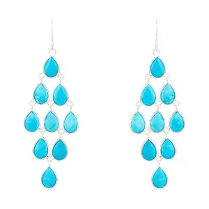 LATELITA Green / Blue / Silver Erviola Gemstone Cascade Earrings Silver Turquoise - Green/blue/silver