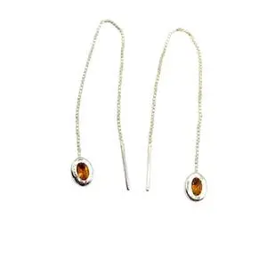 AMY DELSON JEWELRY Sterling Citrine Threader Earrings - Silver