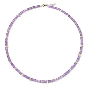 BOMBYX HOUSE Birthstone February Amethyst Pearl Station Necklace - Purple