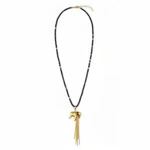 ANGEL BAROCCO Equestrian Tassel Pendant Long Necklace - Gold
