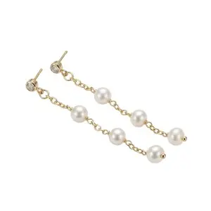 MELT'M JEWELRY Freshwater Pearl Drop Earrings In Filled With White Topaz Studs - Gold