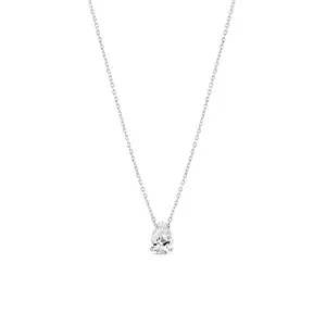 SALLY SKOUFIS White / Silver Pure Droplet Necklace Petite With Made Cz Diamond Stimulant In Sterling Silver - White/silver