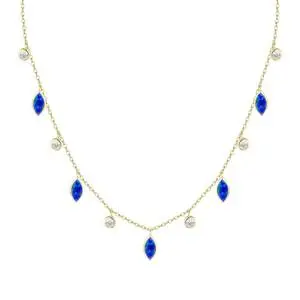 KAMARIA Gold / Blue Drops Of Spring Opal Necklace - Indigo Gold/blue