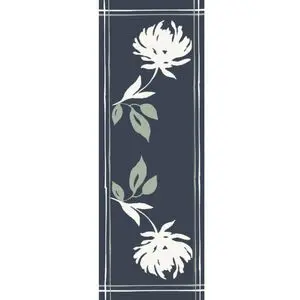 HERITAGEMODA Luxury Wool-silk Scarf – Hand-painted Midnight Blue With Pastel Floral Print - Grey