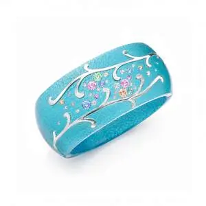 GOLD & HONEY Extra Wide Confetti Bangle - Blue