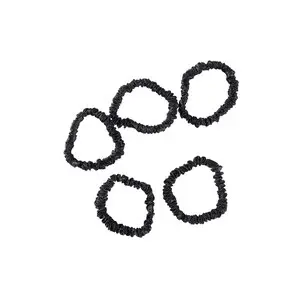 SOFT STROKES SILK Pure Mulberry Silk Skinny Scrunchie Set Of Five - Black