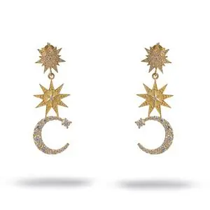 EBRU JEWELRY Starlit Moonlight Dangle Earrings - Gold