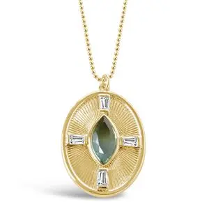 GLAMROCKS JEWELRY Sunray Necklace- Ocean Quartz - Gold