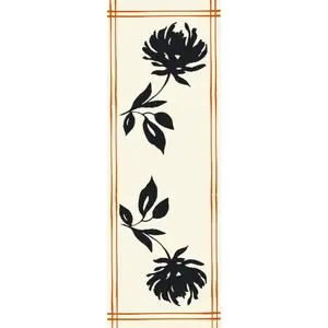 HERITAGEMODA White / Black / Orange Hand-painted Wool-silk Scarf – Ivory With Burnt Orange & Black Floral Accents - White/black/orange