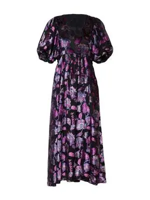 ROSE & NANCY Margot Velvet Burnout Floral Dress - Black