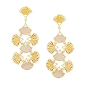 DHWANI BANSAL Pankha Chandelier Earrings With Mother Of Pearl - Gold