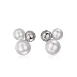 JANUS EDINBURGH Jemet Trio Freshwater Pearls Sterling Earrings - Silver
