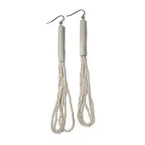 WAIWAI Palea Ivory Bead Leather Earrings - White