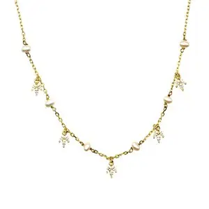 VICSTONENYC FINE JEWELRY Pearl Dangle Charms Necklace - Gold