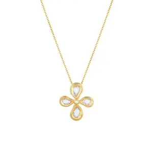 LULU B LONDON Teardrop Cross Necklace With Cubic Zirconia - Gold