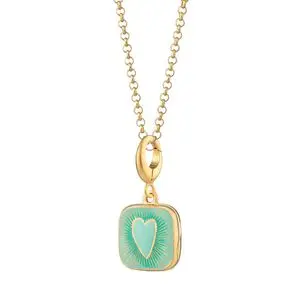 LILY CHARMED Gold / Blue Gold Plated Turquoise Heart Locket Necklace - Gold/blue