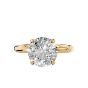 AYA FINE JEWELRY Timeless Solitaire Round Lab Diamond Engaget Ring In Solid 14 Kt Gold - Yellow