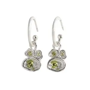 CLAIRE HILL DESIGNS Peridot Lichen Hoop Earrings - Silver