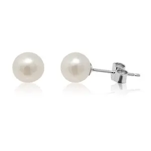 KIRI & BELLE Luna Round Pearl Sterling Stud Earrings - Silver
