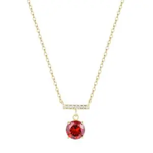 KAMARIA Birthstone Solitaire & Crystal Bar Necklace January - Red