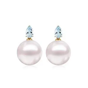 KAI FINE JEWELRY Convertible Drop Earrings With Aquamarine And Pearl - Blue/gold/white