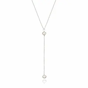 LILY & ROO Sterling Pearl Lariat Necklace - Silver