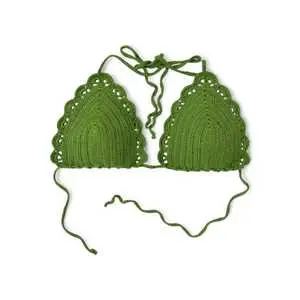 SPRINGMOONATELIER Handmade Crochet Bikini Top - Green