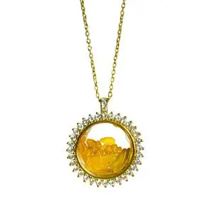 MY LITTLE NATURE Plated Amber Stones Necklace With Zirconium - Gold